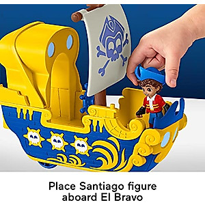 Fisher-Price Santiago of the Seas Preschool Toys Santiago Figure & El Bravo Pirate Ship Set for Pretend Play Ages 3+ Years