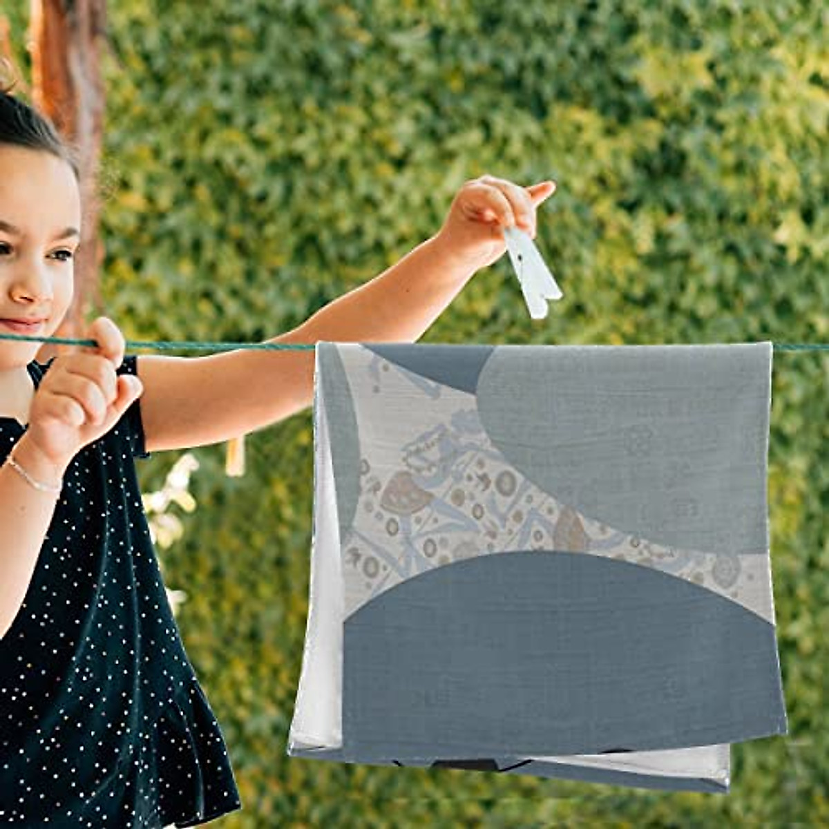 Geometry Blue and Gray Hand Towels Mid-Century Modern Abstract Kitchen Hand Towels Dishcloths Set Soft Absorbent Hand Towels for Bathroom Gym Restaurant Hotel