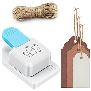 3 in 1 Craft Tag Punch Gift Tag Paper Punch Small Hole Punch for Tags Scrapbooking Supplies 1.5/2/ 2.5 Inches Craft Puncher with Rope for Paper Crafting Scrapbooking Cards DIY Arts Crafts