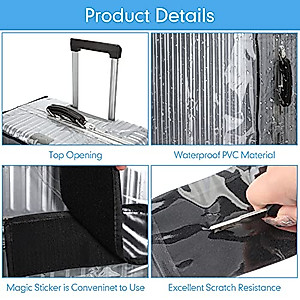 Jexine Clear PVC Luggage Cover 2 Pcs Large Suitcase Cover Protectors Transparent Protective Luggage Protector for Travel Suitcases Bags (20 Inch, 28 Inch)