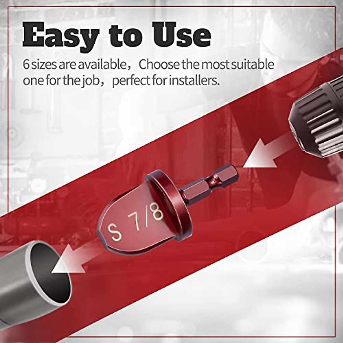 ColumPRO HVAC Repairing Tools, Air Conditioner Copper Pipe Expander Swaging Tool, 1/4 Inch Hex Shank Copper Pipe Flaring Tool Tube Expander,1/4''， 3/8''，1/2''， 5/8''，3/4''，7/8''Bits