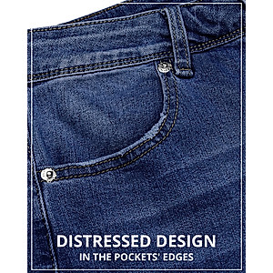 GRAPENT Womens Plus Size Stretch High Waisted Flare Ripped Jeans, 70s Outfits, Jeans Size 12, Wide Leg Pants Color Deep Blue, Size 14.