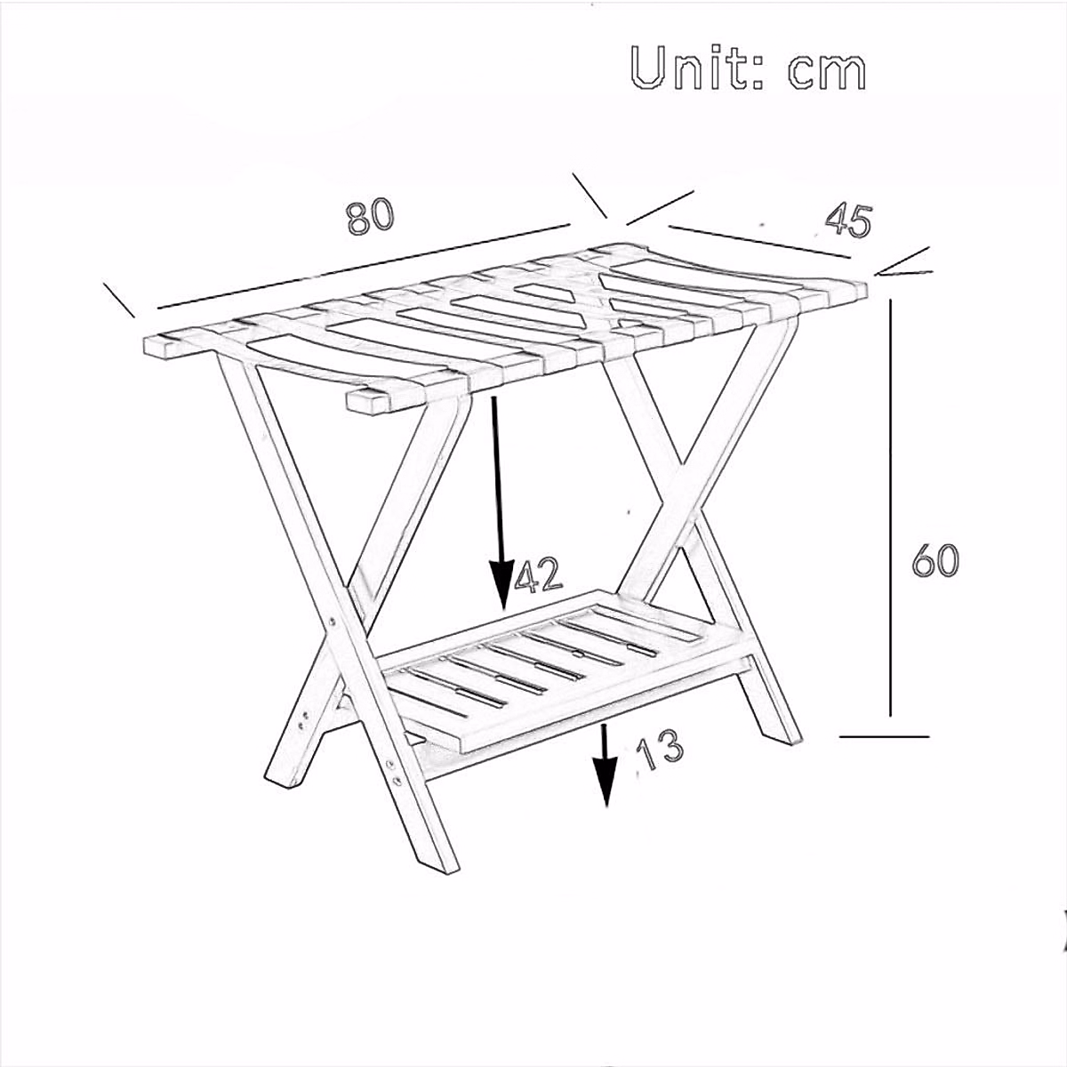 ELEdvb Luggage Rack Luggage Rack Hotel Room Foldable Solid Wood Suitcase Holder Luggage Rack Shelving Suitcase Backpack Black 80 45 60CM
