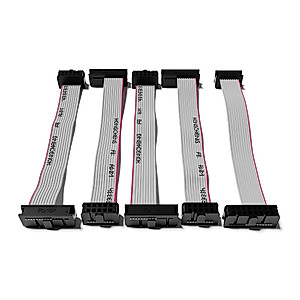 ExcelValley - 5-Pack - Eurorack Flat Ribbon Power Cables Modular Synth Synthesizer [10 to 16 Pins | 50 cm - 19.69"]