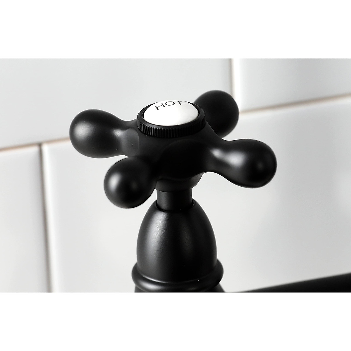 Kingston Brass KS1270AXBS Heritage Bridge Kitchen Faucet, 8-9/16" in Spout Reach, Matte Black