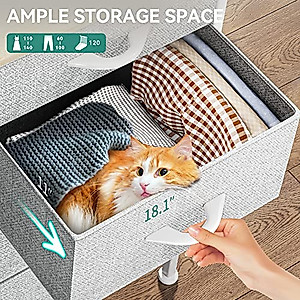 YITAHOME Fabric Dresser with 8 Drawers, Furniture Storage Tower Cabinet, Dresser for Bedroom, Living Room, Hallway, Closet, Sturdy Steel Frame, Wooden Top, Easy Pull Fabric Bins, Light Grey