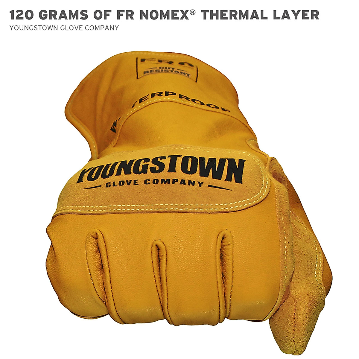 Youngstown Glove 11-3285-60-L Flame Resistant Waterproof Leather Utility Lined with Kevlar Gloves, Large