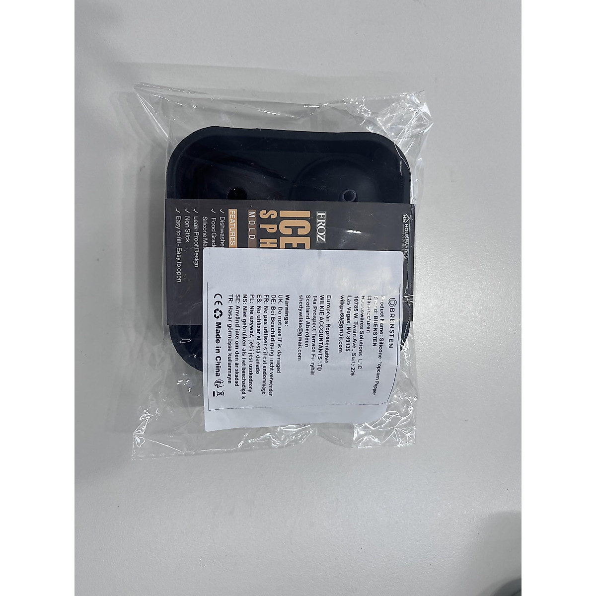 Housewares Solutions Froz Ice Ball Maker – Novelty Food-Grade Silicone Ice Mold Tray With 4 X 4.5cm Ball Capacity