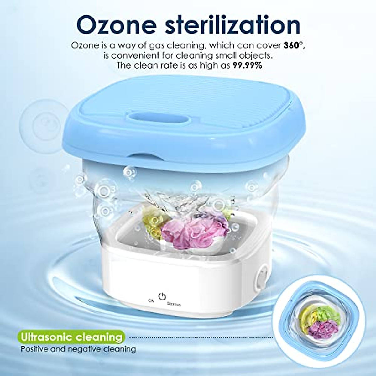 Portable Washing Machine, Mini Portable Washer for Underwear, Sock, Baby Clothes, Ozone sterilization,Travel, Camping, Dorm, RV, Folding Washing machine Best Gift for Friend or Family(blue)