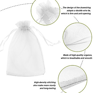 Organza Bags, Sheer Organza Bags 5 x 7 Inch 50 pcs Mesh Bags Drawstring Sachet Bag Drawstring Bags Small Jewelry Bags Candy Bags Mesh Gift Bags for Birthday Wedding Party Supply Halloween Christmas