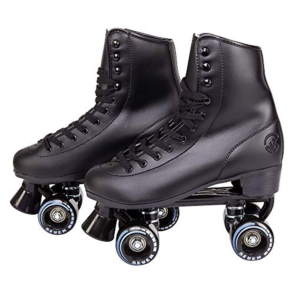 C SEVEN C7skates Quad Roller Skates | Retro Design (Black, Youth 3)