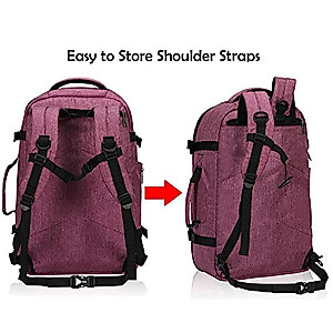 Hynes Eagle Travel Backpack 40L Flight Approved Carry on Backpack Men Large Cabin Weekender Laptop Backpack Women 15.6 inches Light Grey with Red Violet