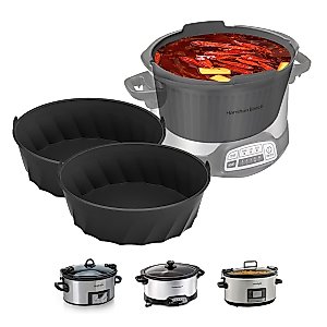 2 Pack Slow Cooker Liners fit Crock-Pot 7-8 QT Silicone Slow Cooker Divider Liners, Reusable Slow Cooker Crock Pot Divider Insert, Leakproof & Dishwasher Safe, BPA Free, Easy Cleanupking Liner