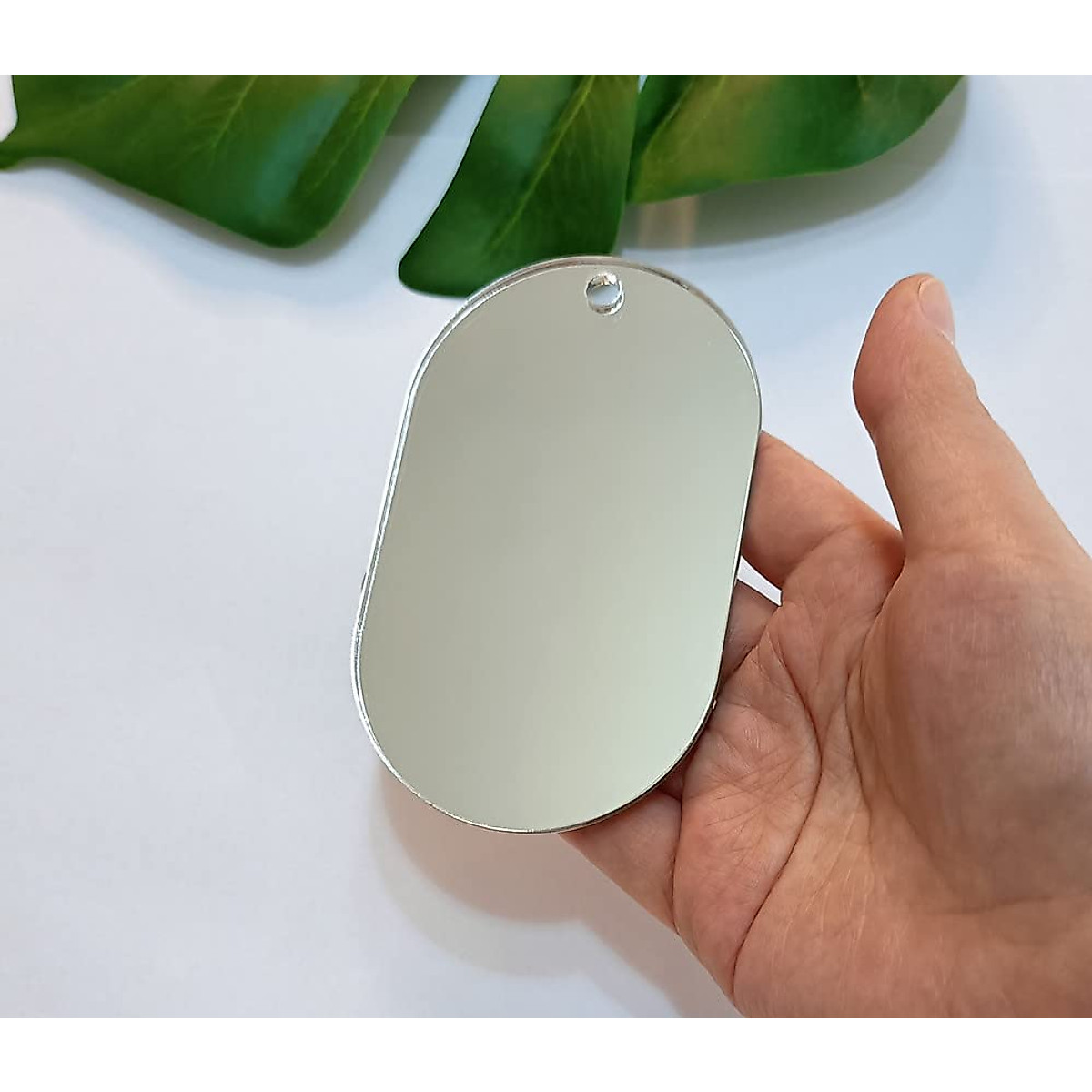 Yuxuanish Set of 12 Acrylic Luggage Tag,Mirrored Acrylic Place Cards Blanks with Tassels,DIY Oval Wedding Guest Name Cards,Acrylic Name Place Card (Silver Mirror)