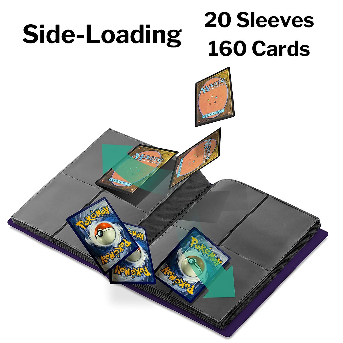 Sentinol Small Card Collection Binder - 4 Pocket Trading Card Binder with Sleeves Hold 160 Cards in Heavyweight Sleeves, Card Album for Baseball Card, Hockey Cards, Mini Photos (Purple, 1 Pack)