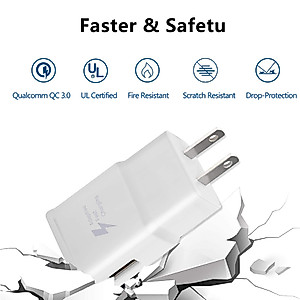 Adaptive Fast Charger Kit with USB Type C Cable【5 ft】 Fast Charging Wall Charger Block Compatible with Samsung Galaxy S21/S21 Ultra/S20/S20+/S10/S10e/S9/S8/S8Plus/Edge/Active/Note 8/9/10/20 (2 Pack)