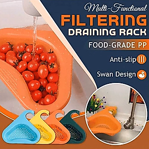 4 Pcs Swan Drain Basket, Sink Strainer Basket Kitchen Sink Strainer Multifunctional Kitchenware Triangle Sink Filter Kitchen Utensils Orange, Green, Yellow, Blue