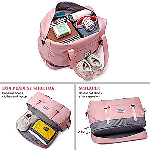 Laripwit Travel Duffle Bag Large Size Gym Bags for Women Weekender Duffel Bag with Shoes Compartment Overnight Bag Women 55 L, Pink
