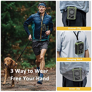 CozyHale Portable Waist Clip Fan, 2024 Upgrade Personal Hand-Frees Necklace Fan, Wearable Belt Fan with Rechargeble 10000 mAh Battery Operated, 20H Working Time, 3-Speeds, 12000RPM Airflow (Green)