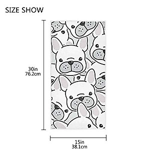 BOOBERT Large Hand Towels Dog French Bulldog Puppy 15 x 30 Inch Super Absorbent Soft Fingertip Towels Multipurpose for Hand Face Bathroom Gym