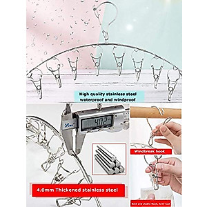 AmtBety 3 Pack Clothes Drying Rack with 12 Clips,Folding Stainless Steel Drying Hanger for Drying Socks,Drying Towels, Hat,Scarf,Diapers,Handkerchief,Bras, Baby Clothes,Lingerie,Socks,Gloves