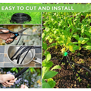 CARPATHEN Drip Irrigation Emitters Spray - 100 pcs Drip Sprinkler Head for 1/4 inch Drip Irrigation Tubing + 1/4 Drip Irrigation Tubing - 100 ft Black Drip Irrigation Hose