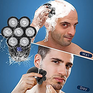 Head Shavers for Bald Men, Lighwode Waterproof 7D Blad Head Shaver Wet/Dry Anti-Pinch 5 in 1 Cordless LED Electric Razor Grooming Kit with Hair Clippers Beard Trimmer Nose Trimmer Cleansing Brush
