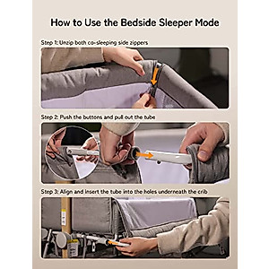 Baby Bassinet Bedside Sleeper, besrey Bedside Bassinet for Newborn Infant with Comfy Mattress, 9 Height Positions, Adjustable Bedside Crib with 360° Swivel Wheels, Bassinet Sleeper with Storage Basket