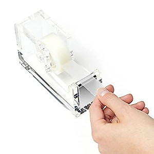 OfficeGoods Acrylic Tape Dispenser - Beautiful Modern Accessory for The Stylish Desk at Home, The Office, or School - Holds Standard, Large & Extra-Large Tape Rolls - Silver
