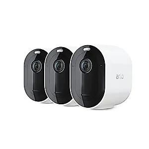 Arlo Pro 4 Spotlight Camera - 3 Pack - Wireless Security, 2K Video & HDR, Color Night Vision, 2 Way Audio, Direct to WiFi No Hub Needed, VMC4350P - White (Renewed)