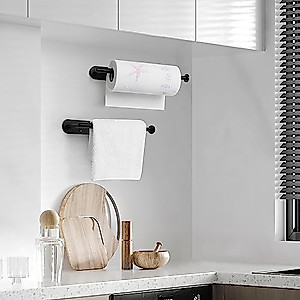 Baisyne Steel Retractable Paper Towel Holder for Kitchen Under Cabinet, Toilet (Black)