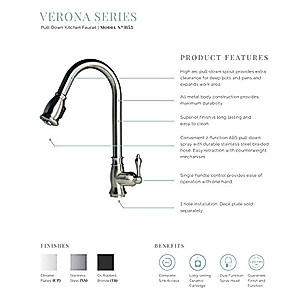 Laguna Brass 1153TB Classic 16" Single Handle Pull-Down Kitchen Faucet, Oil Rubbed Bronze Finish