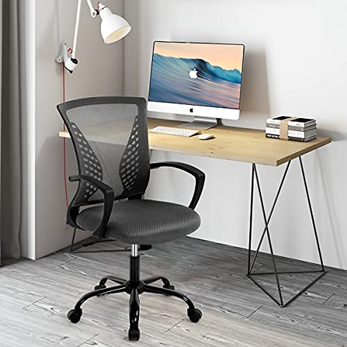 Home Office Chair Mesh Computer Chair Executive Mid Back Ergonomic Adjustable Desk Chair with Lumbar Armrest Support Modern Rolling Swivel Chair for Women&Men Adult