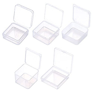 Beads Container Useful Jewelry Organizer Case Hardware Case Transparent Nail Art Screw Storage Pill Chip Box(4x4x2.8cm)