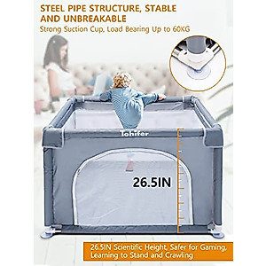 Baby Playpen, Baby Playard Small Space for Toddler with Gate, BPA-Free, Non-Toxic, Safe No Gaps Play Yards, Indoor & Outdoor Kids Activity Center with Anti-Collision Foam Protection - 36"x36"x26.5"