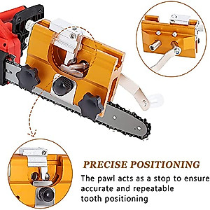 Nziqaz Chainsaw Sharpening Jig Kit, Portable Hand Crank Chainsaw Sharpeners Contains 3pcs Grinding Rod for All Kinds Of Chain Saws Blade and Electric Saw, for DIY Lumberjack, Garden Worker, Yellow