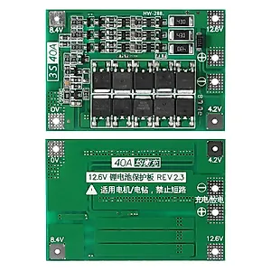 QCCAN 3S 40A 12.6V Li-ion Lithium Battery Protection Board PCB BMS Charger Protection Circuit for Drill Motor (3S 40A)…