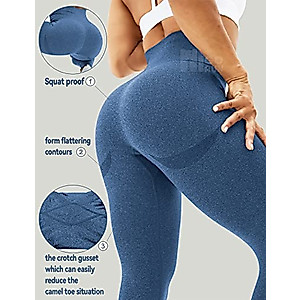 HIGORUN Women Seamless Leggings Smile Contour High Waist Workout Gym Yoga Pants Darkblue M