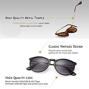 SUNGAIT 2 Pairs Vintage Round Sunglasses for Women Men Trendy Style UV400 Lens