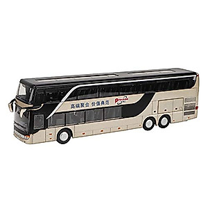 FECAMOS Electric Bus Toy 1:32 Alloy Double Decker Bus Model Long Distance Bus Toy Car Bus with Light Music for Children Kids Gift(Gold)