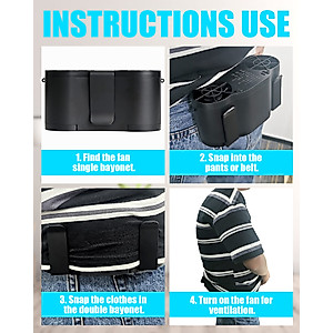 Lvkakmox 2024 Upgraded Waist Fan - 3 In 1 Portable Waist Clip Fan & Belt Shirt Fans, 4 Speeds With Lanyard, for Outdoor Works, Farm, Hiking, Camping, Travel
