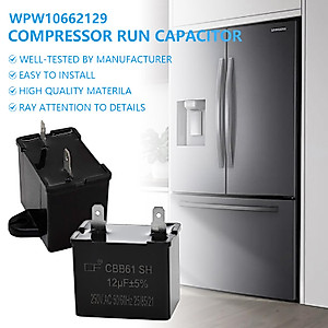 WPW10662129 Capacitor for Whirlpool&Kenmore Refrigerator and Freezer Compressor Run Replaces 945508 1100804 1114291