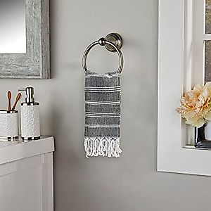 cabanana Cotton Turkish Hand Towel - Set of 2 | Boho Kitchen Tea Towels, 30 x 20 Inches Thin Decorative Bathroom Towel (Black)