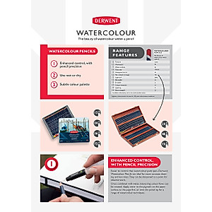 Derwent Colored Pencils, Watercolor, Water Color Pencils, Drawing, Art, Metal Tin, 12 Count (0700303),Blue