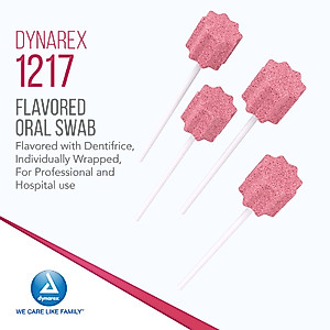 Dynarex 1217 Dentifrice-Flavored Swabstick, Individually Wrapped, Pack of 250