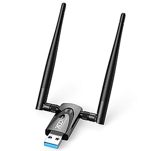Wireless USB WiFi Adapter 1200Mbps, XDO Dual Band OFDM 2.4GHz/300Mbps 5GHz/867Mbps,802.11 ac/a/b/g/n, High Gain Dual 5dBi Antennas Network USB 3.0 for Desktop PC with Windows XP/Vista/7/8/10/11/Mac OS