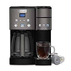 Cuisinart SS-15BKSP1 Coffee Center 12-Cup Coffeemaker and Single-Serve Brewer with 3-Serving Sizes: 6oz, 10oz and 12oz, Black/Stainless Steel