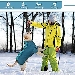 Bonaweite Warm Dog Coat, Waterproof Dog Winter Jacket for Large Medium Small Dogs, Dog Fleece Vest Dog Snowsuit Dog Cold Weather Coat, Doggy Sweater Hoddies Apparel Dog Coat with Harness Built in