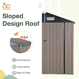 OC Orange-Casual 8 x 6 FT Outdoor Storage Shed, Metal Garden Tool Shed, Outside Sheds & Outdoor Storage Galvanized Steel w/Lockable Door for Backyard, Patio, Lawn, Brown