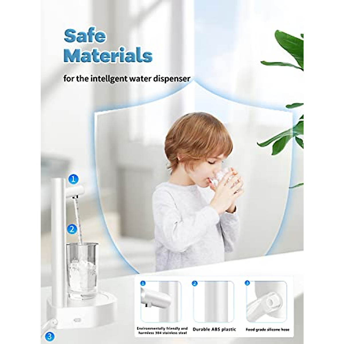 Bedside Water Dispenser for Bedroom Nightstand - Desktop Water Dispenser for 5 Gallon Bottle - Tabletop Wireless Water Dispenser - Type-C Charging